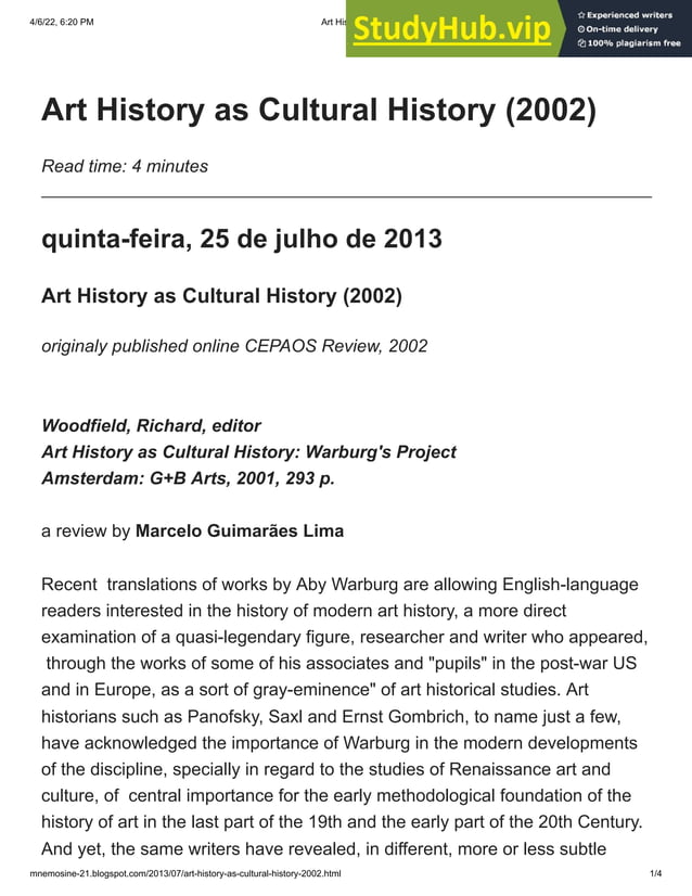 Art History As Cultural History | PDF