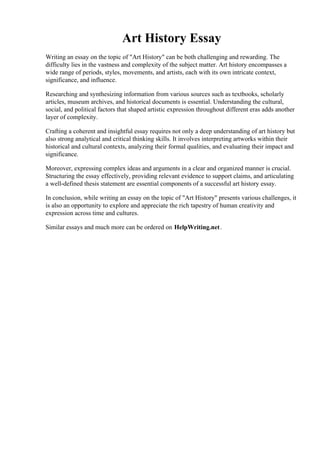 Art History Essay. what is art essay examples | PDF