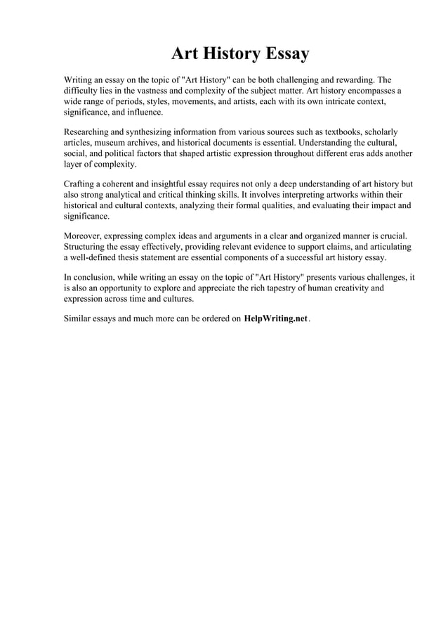 Art History Essay What Is Art Essay Examples PDF