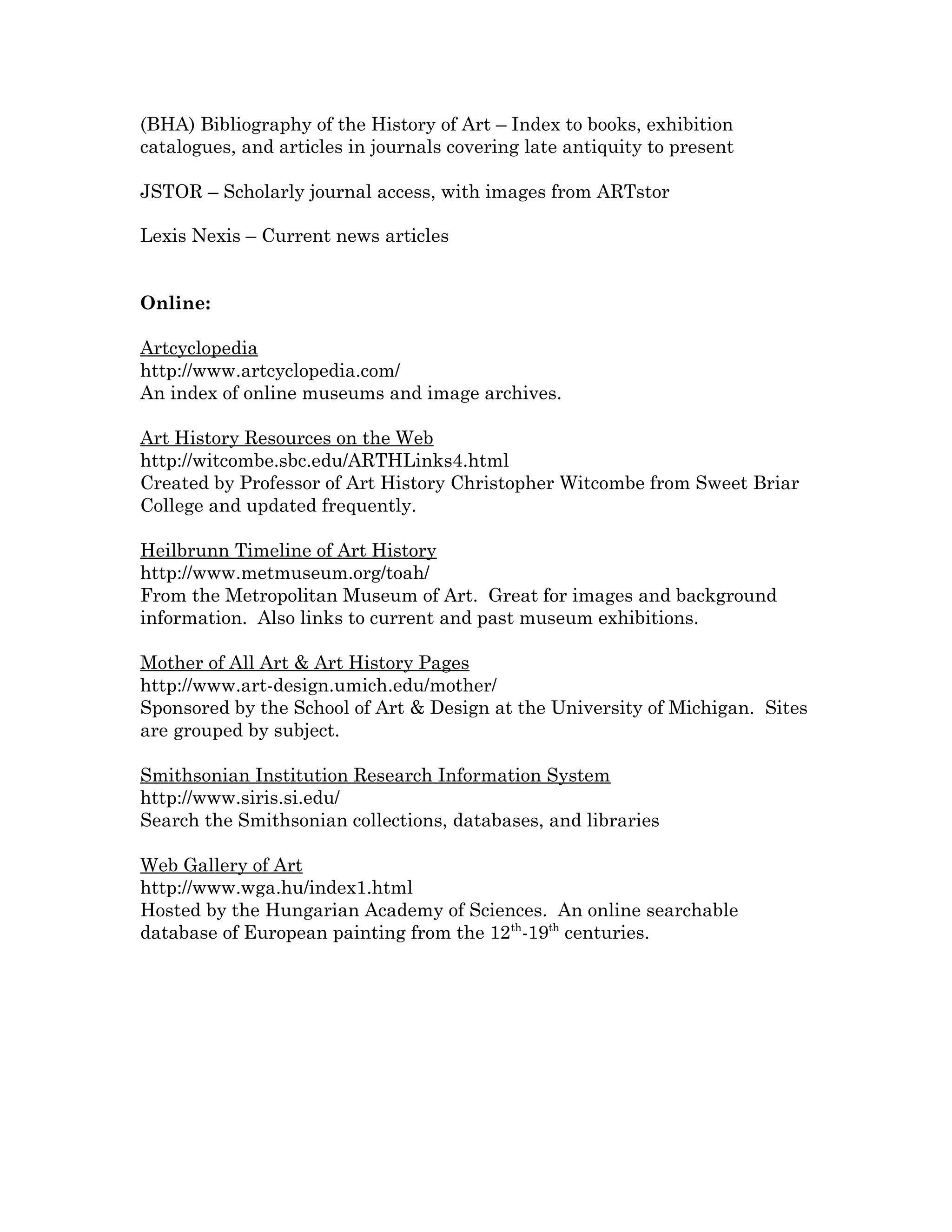 Art History Resource Guide | DOC