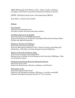 Art History Resource Guide | DOC