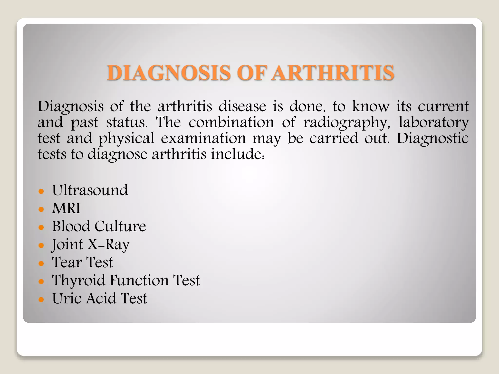 Arthritis : causes, symptoms, treatment and prevention | PPTX