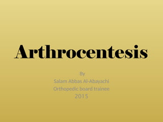 TECNICA DE ARTROCENTESIS REALIZACION Y COMPLICACIONES | PPTX