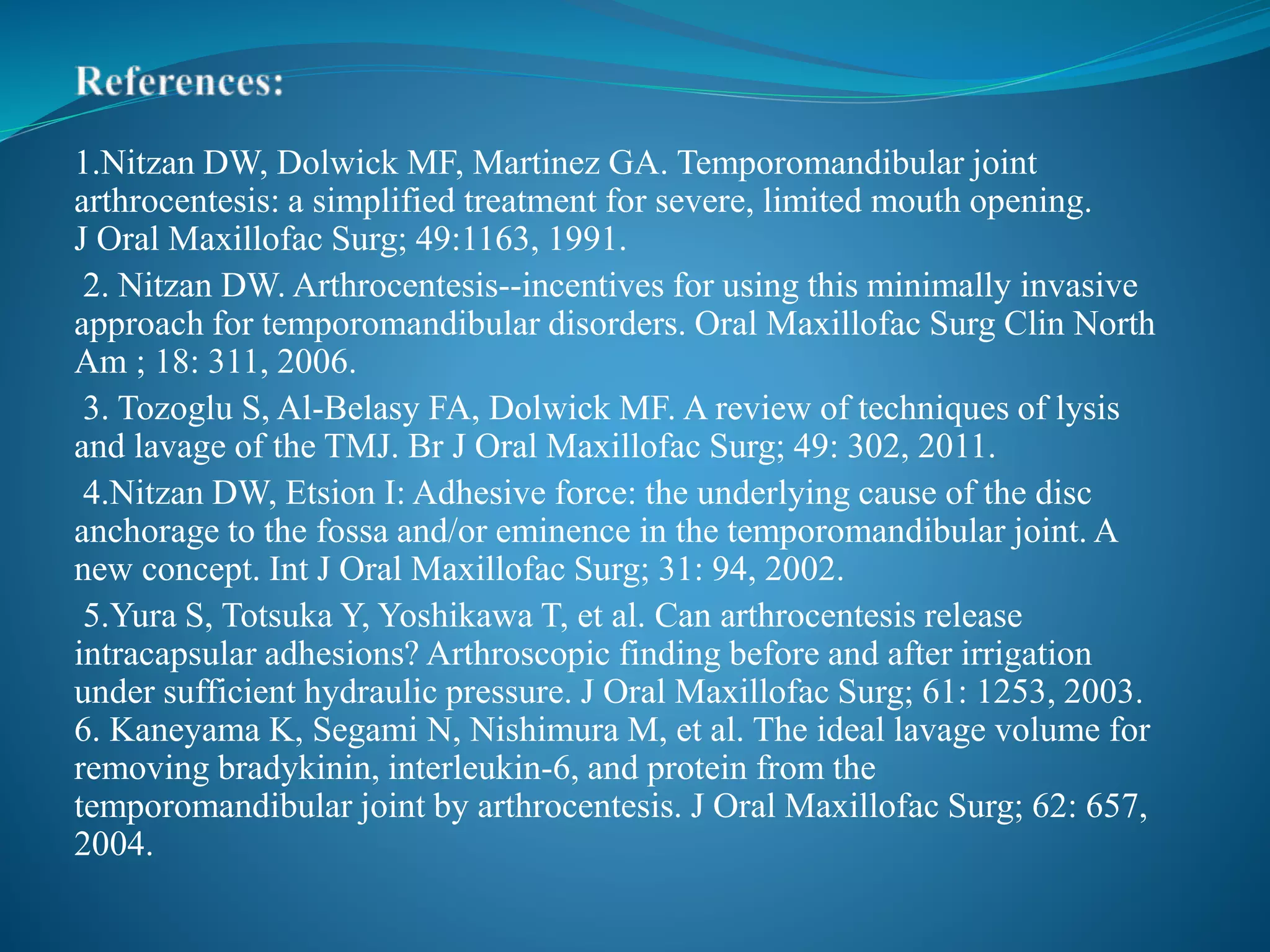 Arthrocentesis of the temporomandibular joint | PPTX