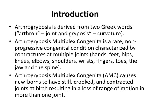 Arthrogryposis multiplex congenita | PPTX | Infertility | Reproductive Health