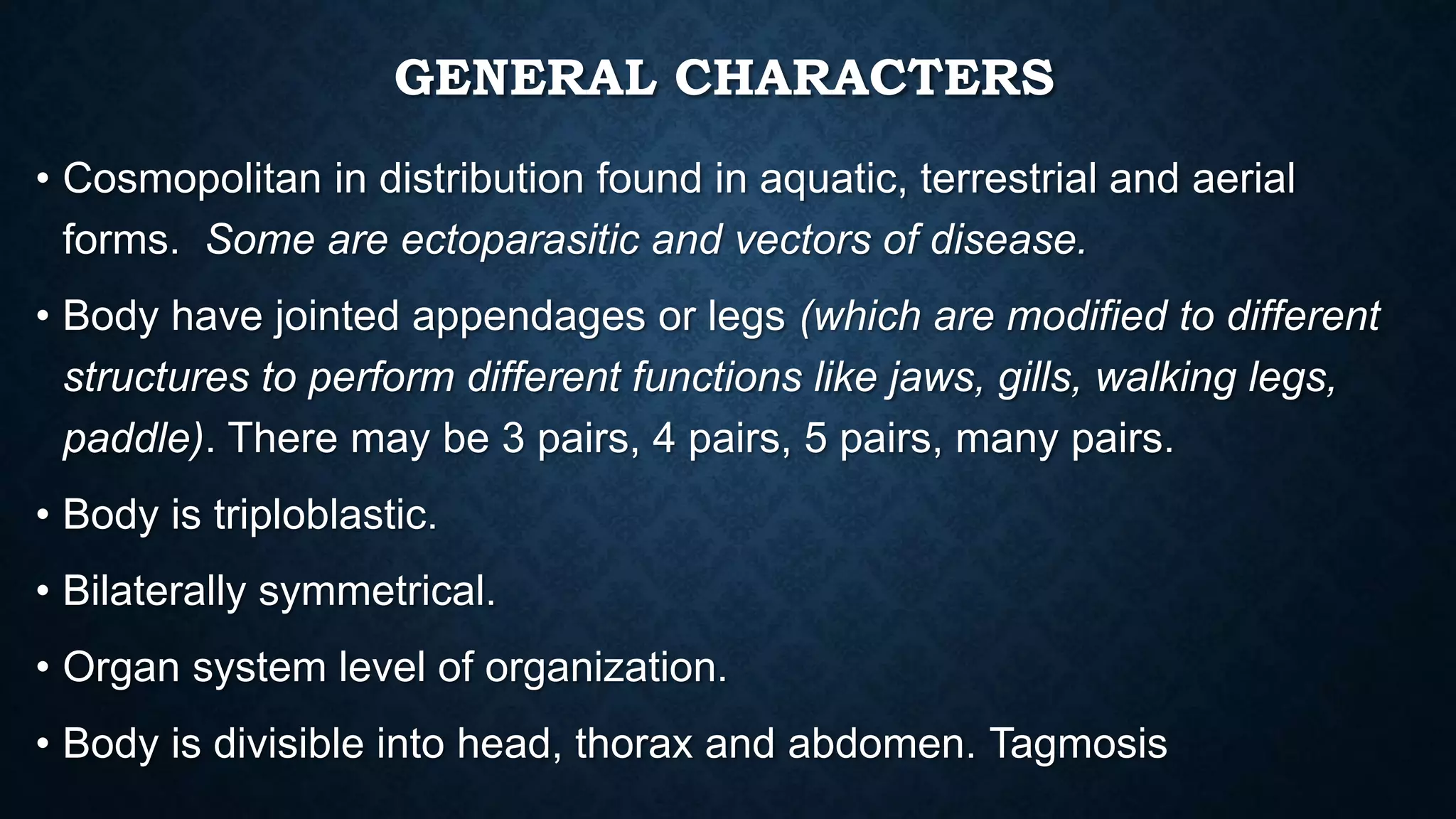 Arthropoda characters & classification | PPTX
