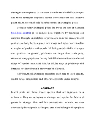 Arthropod predators and insect pest control | DOCX