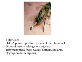 Clinical features & Management of ARTHROPODS STING AND BITES.pptx ...