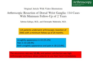 Arthroscopic excision of gnglion cyst | PPT