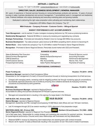 Arthur's Resume | PDF | Sales | Business