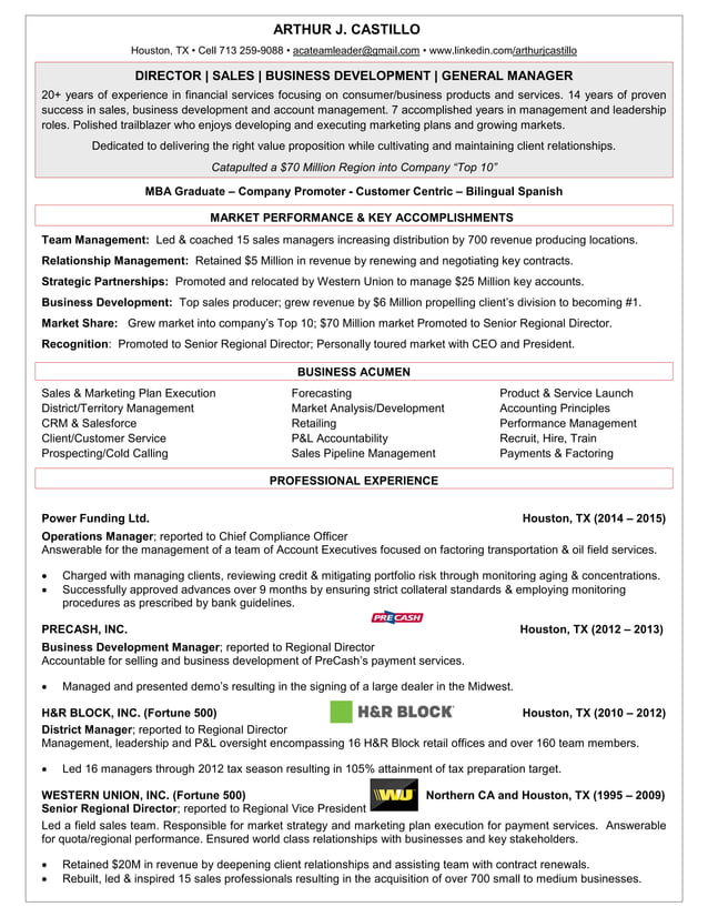 Arthur's Resume | PDF | Sales | Business