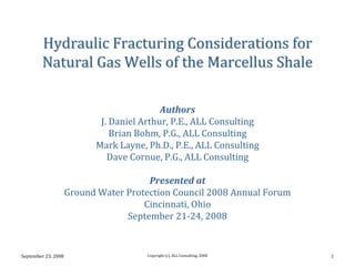 Hydraulic Fracturing Considerations for Natural Gas Wells of the ...