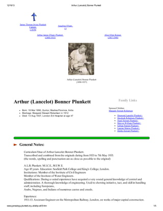 Arthur (lancelot) bonner plunkett | PDF