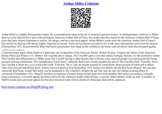 Arthur Miller Analysis | PDF
