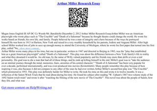 Arthur Miller Analysis | PPT