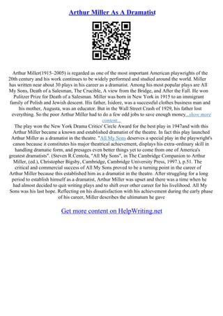 Arthur Miller Essays | PDF