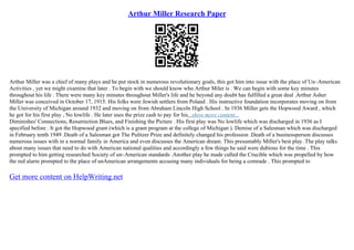 Arthur Miller Research Paper | PDF