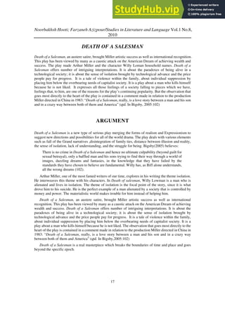 Arthur Miller S Death Of A Salesman A Postmodernist Study | PDF