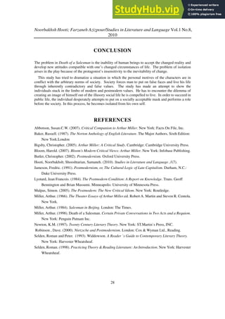 Arthur Miller S Death Of A Salesman A Postmodernist Study | PDF