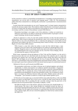 Arthur Miller S Death Of A Salesman A Postmodernist Study | PDF