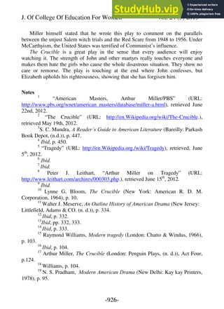 Arthur Miller S Tragedy As Reflected InThe Crucible | PDF