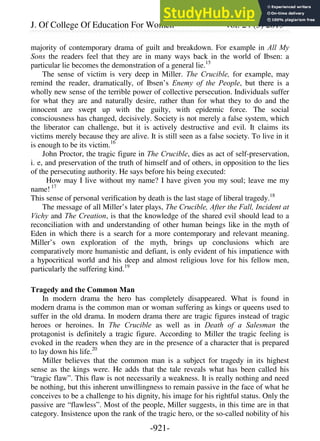 Arthur Miller S Tragedy As Reflected InThe Crucible | PDF ...