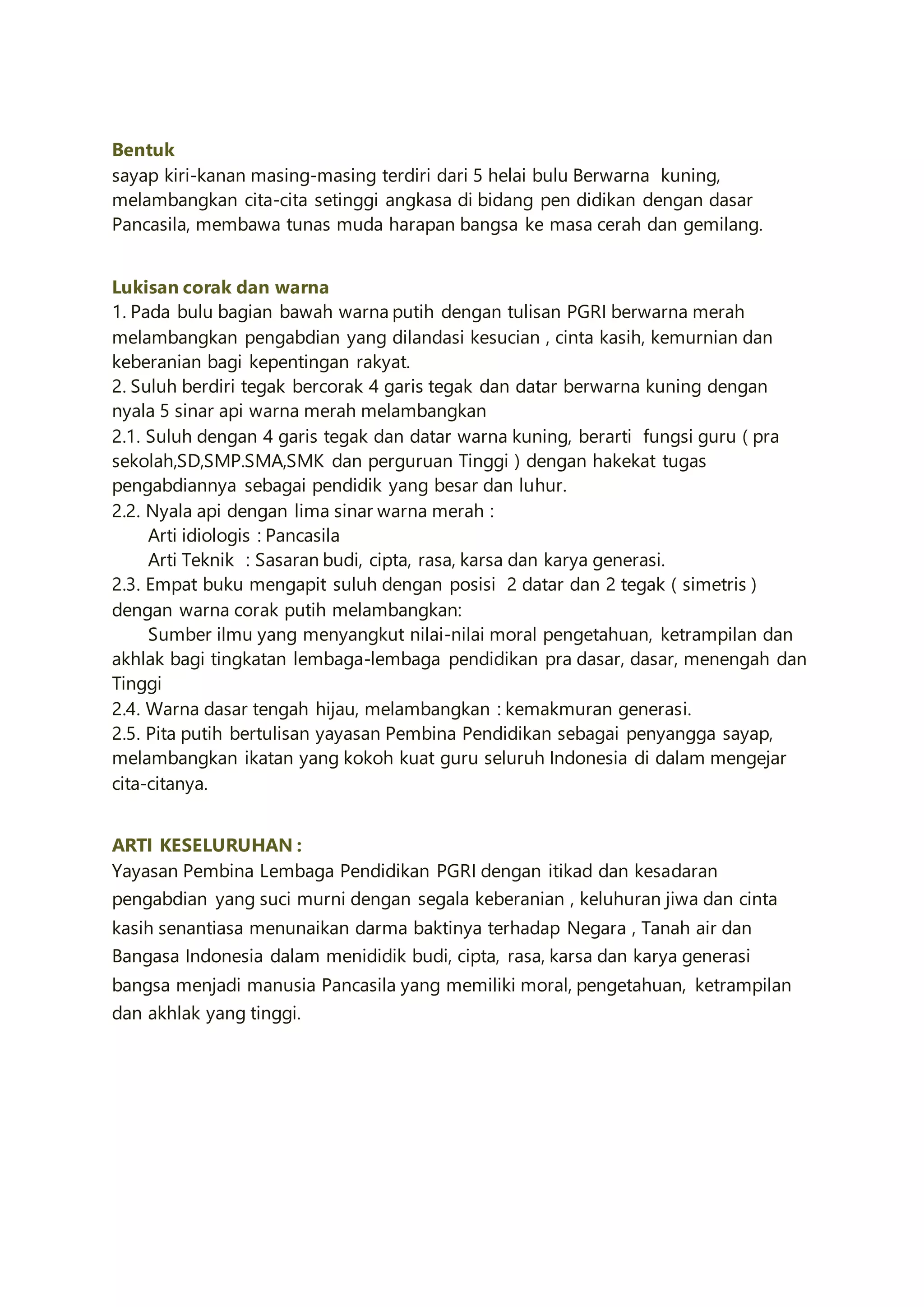 Arti bentuk ylp pgri | DOCX