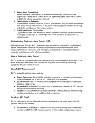 Electroconvulsive Therapy (ECT): Benefits, Procedure, and Safety | PDF