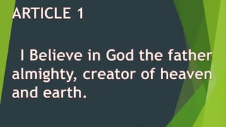Theology Article of the Apostles Creed first chapter | PPT