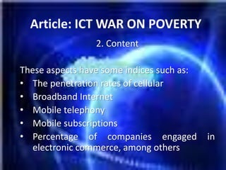 ICT WAR ON POVERTY | PPTX