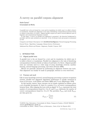 A survey on parallel corpora alignment | PDF | Desktop Publishing | Computer Software and ...