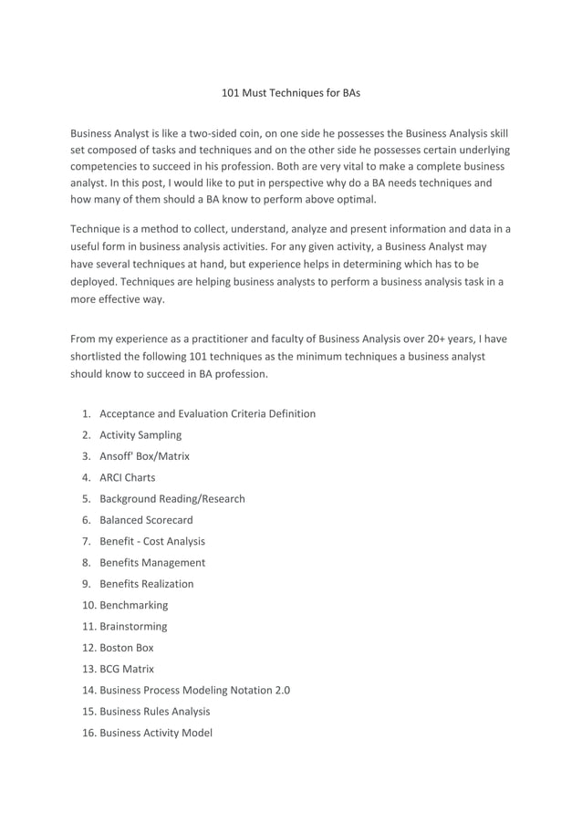 Business Analyst Course | PDF