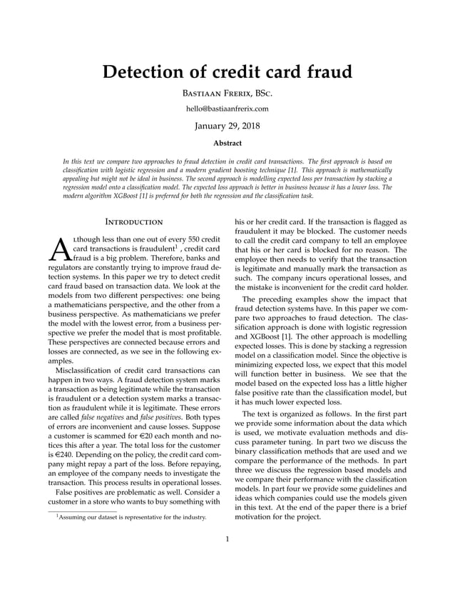 Detection of credit card fraud | PDF