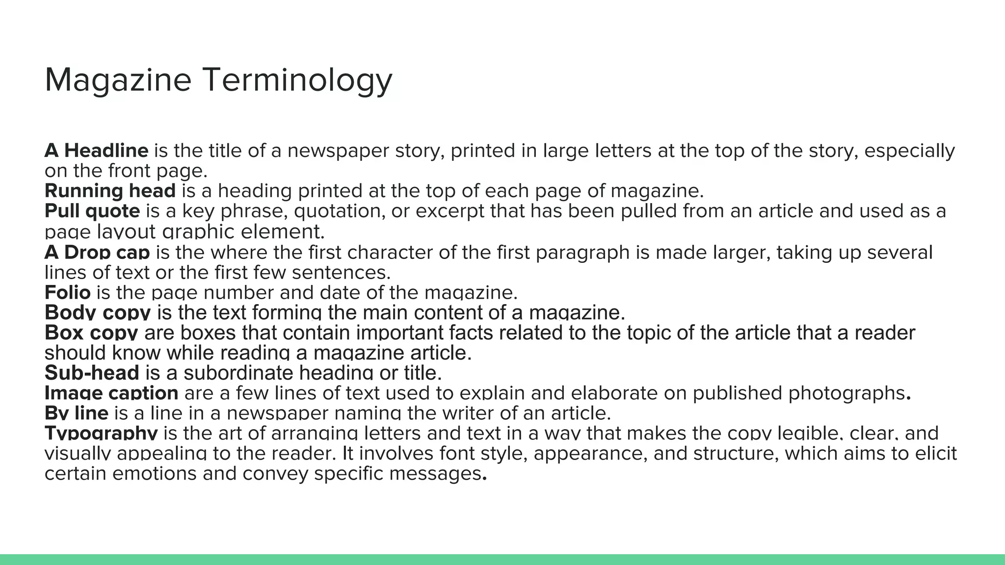 Magazine Terminology Main Article | PPTX
