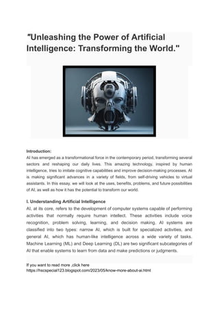 Know more about AI. | PDF