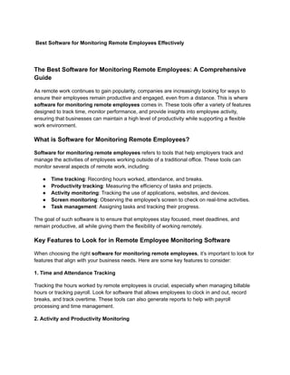 Best Software for Monitoring Remote Employees Effectively | PDF