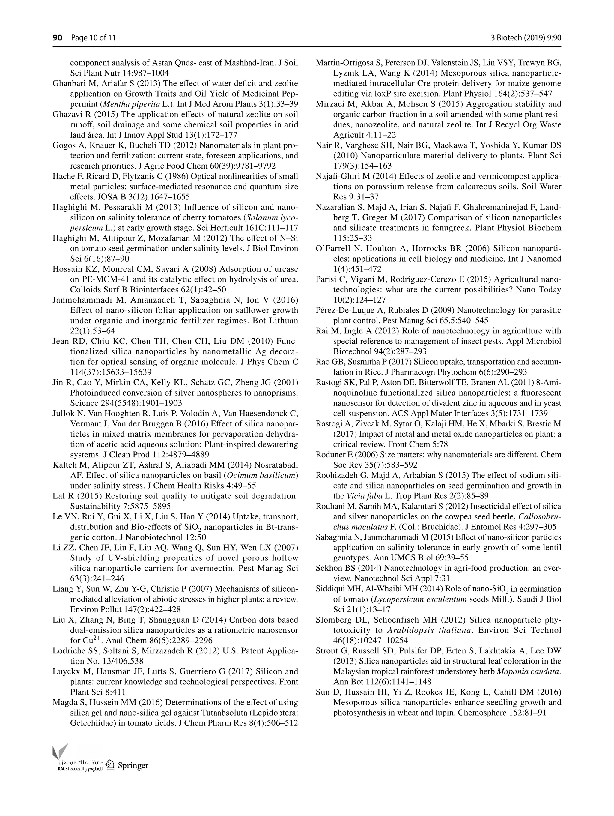 Article application of silicon nanoparticles in agriculture - 18.2.2019