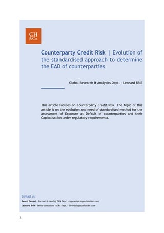 Standardised approach to determine EAD of counterparties under SA-CCR | PDF