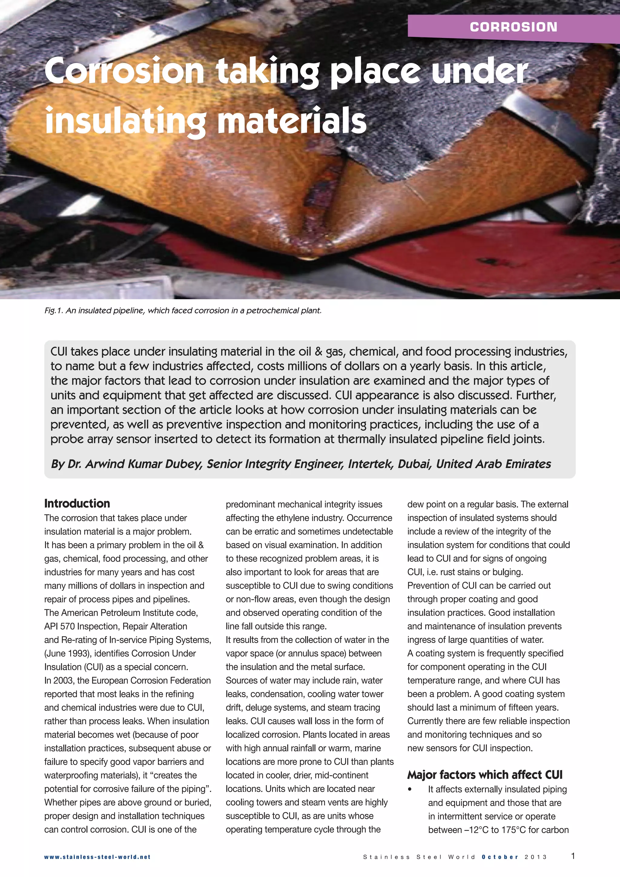 Corrosion under insulation ( CUI) | PDF