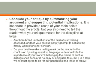 Article critique | PPTX