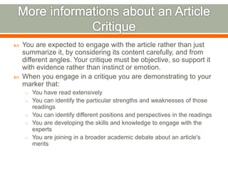Article critique | PPT