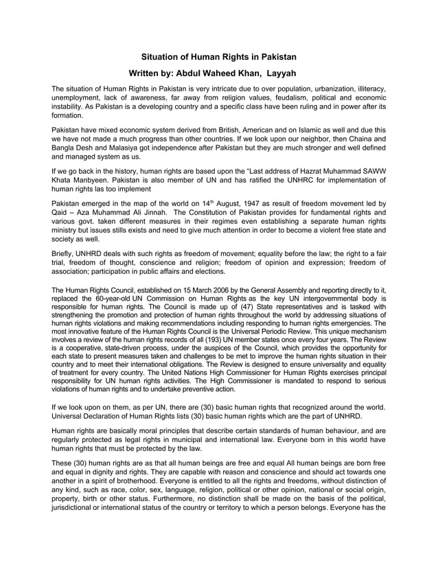 Article - Human Rights Situation In Pakistan.docx