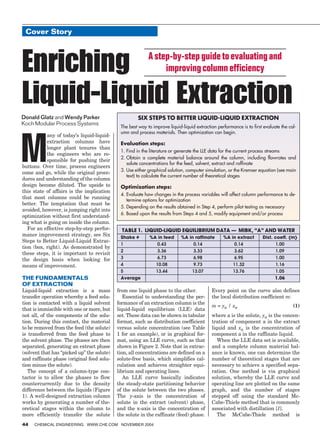 Enriching Liquid-Liquid Extraction: CHEMICAL ENGINEERING, November 2004 ...