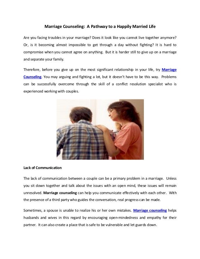 Marriage counseling a pathway to a happily married life