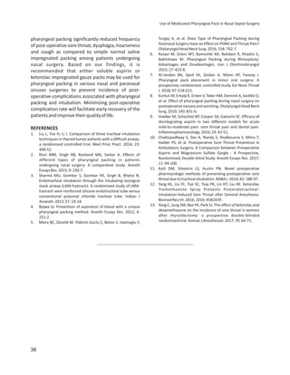 Evaluation of Medicated Pharyngeal Pack for Prevention of Postoperative Sore Throat following ...