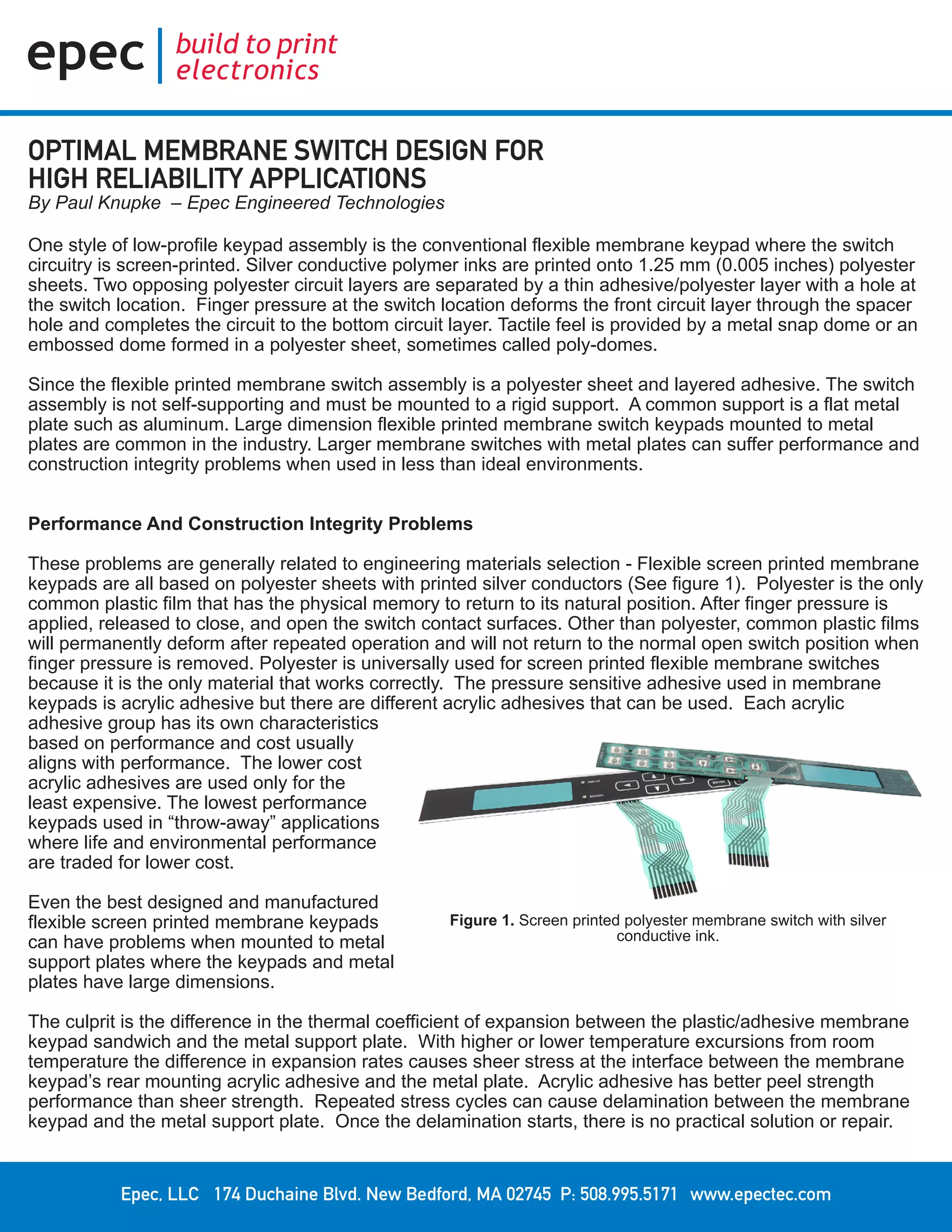 Optimal Membrane Switch Design For High Reliability Applications | PDF