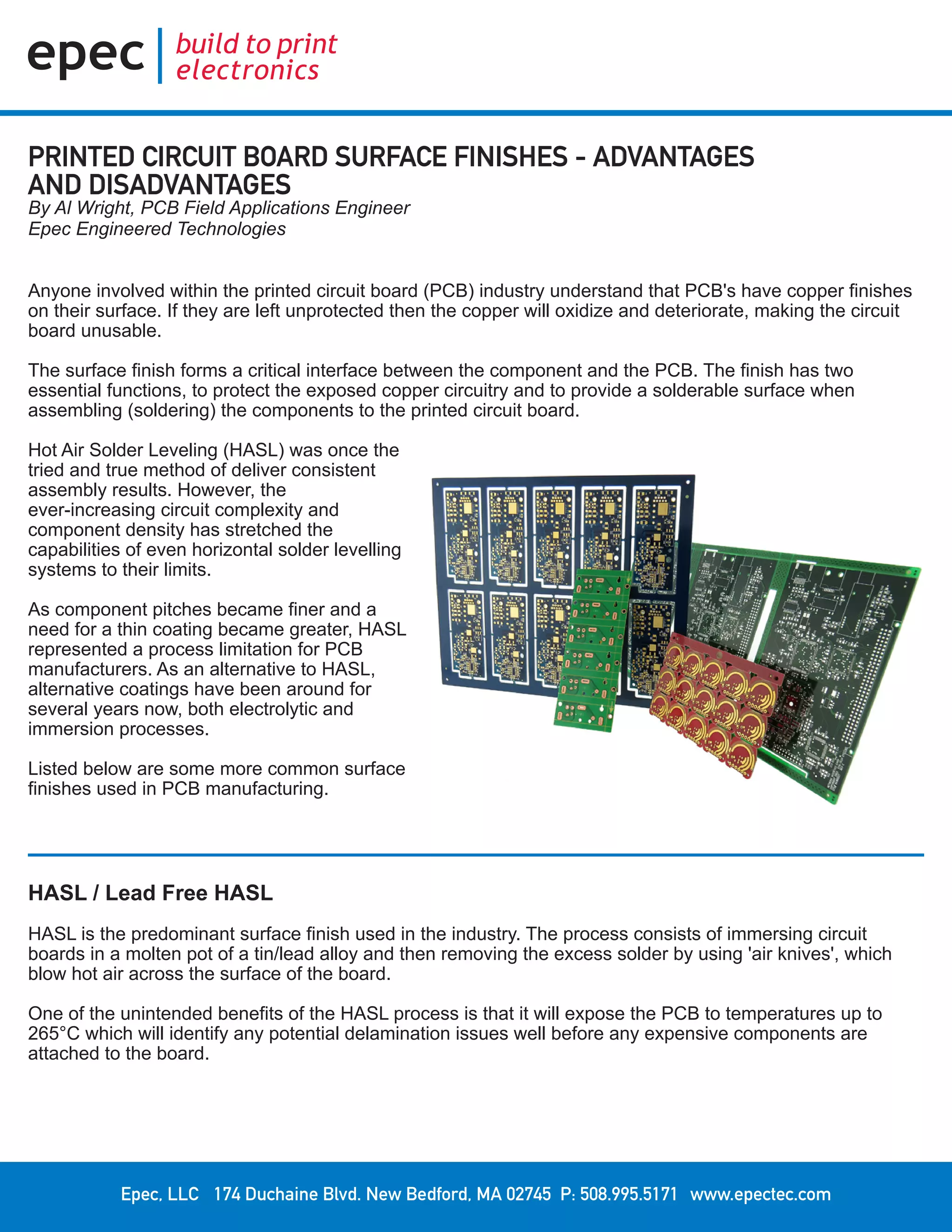 Printed Circuit Board Surface Finishes – Advantages and Disadvantages | PDF