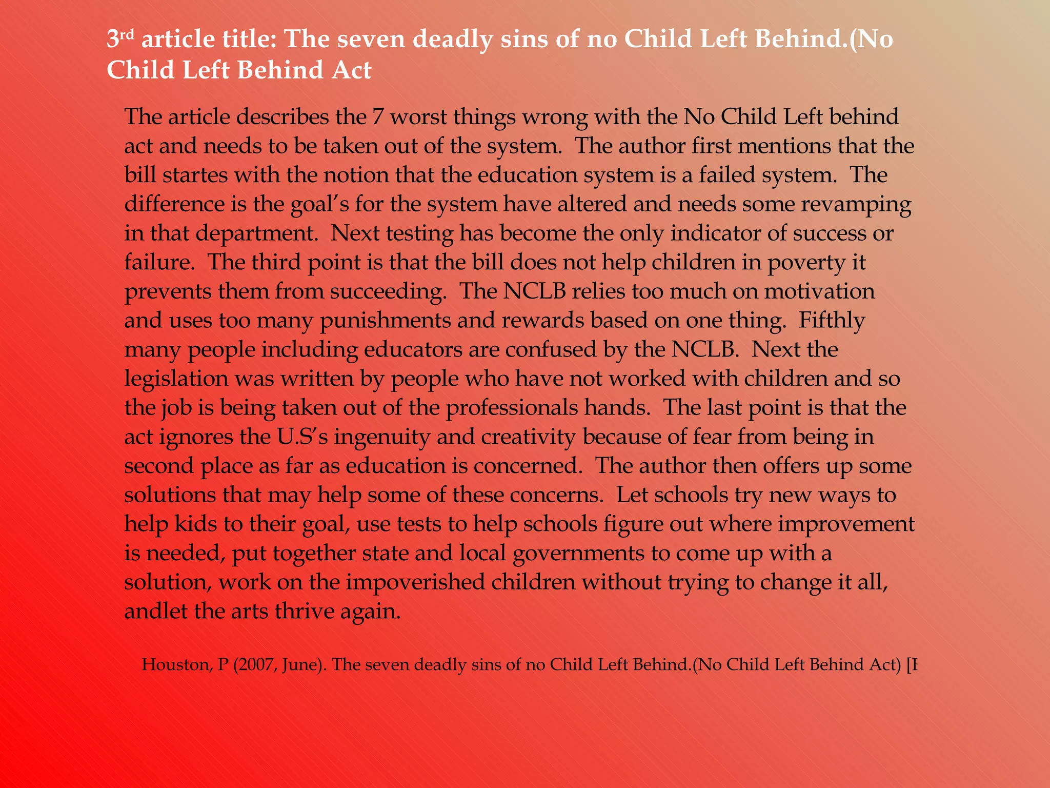 No Child Left Behind | PPT