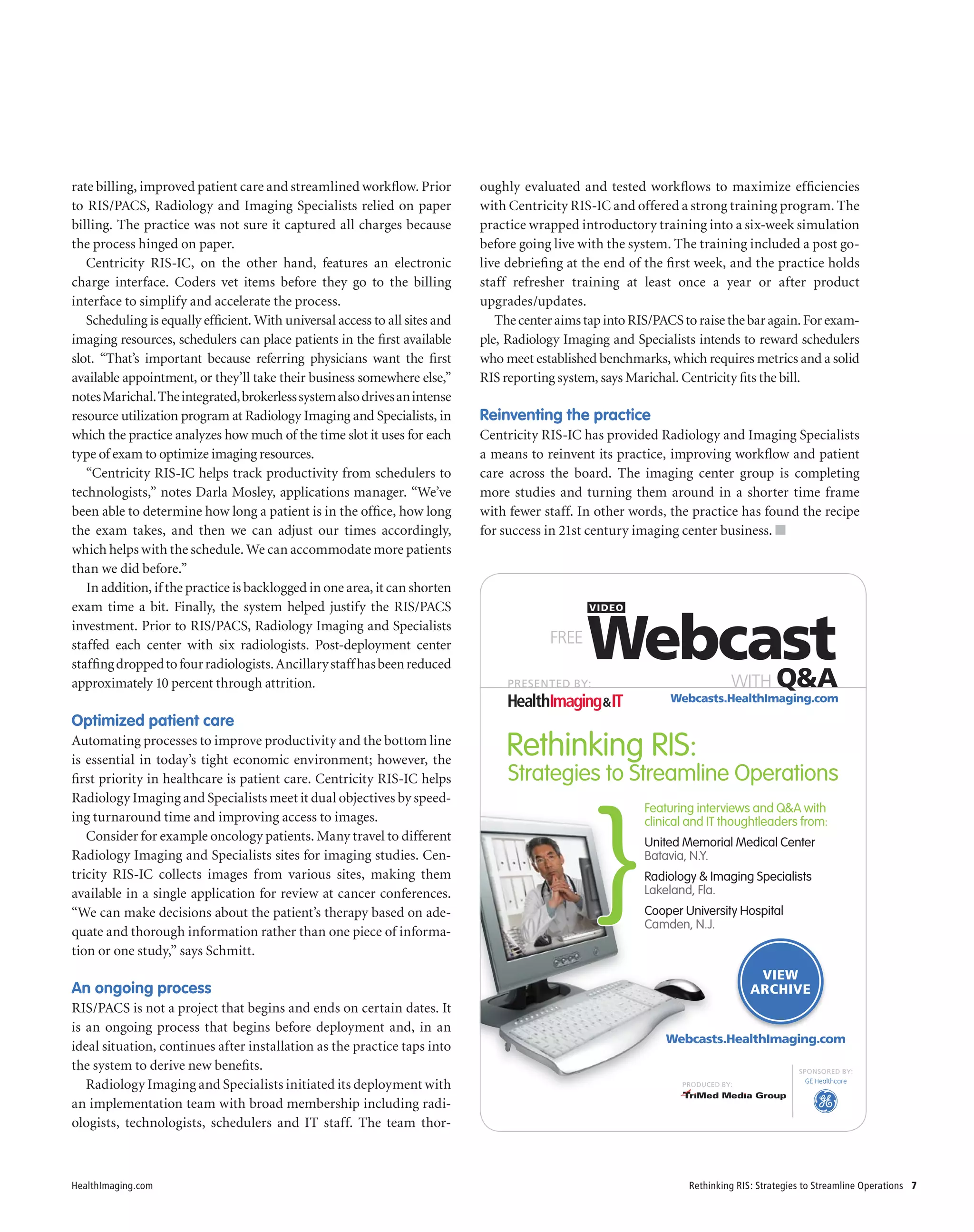 Rethinking RIS: Strategies to Streamline Operations | PDF