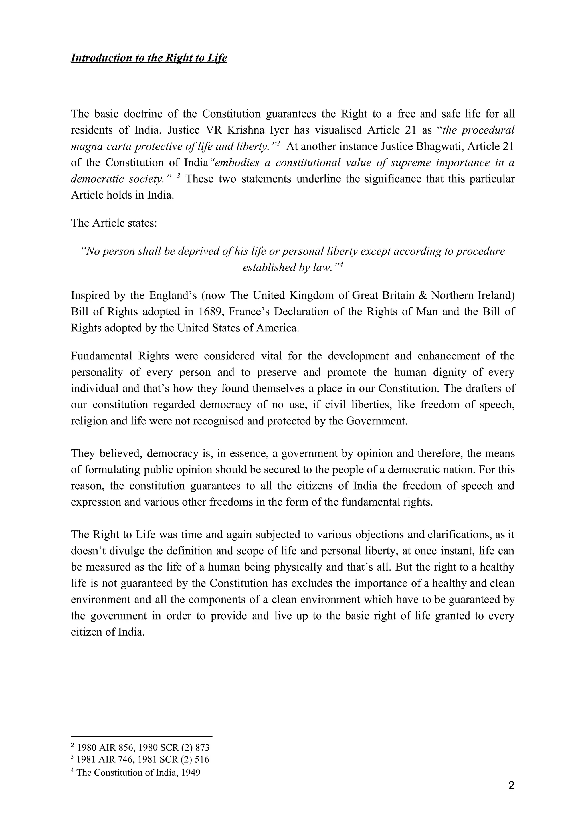 The Right to Life & the Environment | PDF